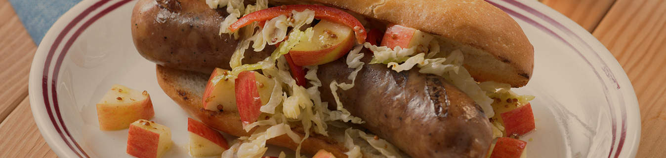 Grilled Brats with Apple Cabbage Slaw | Rainier Fruit